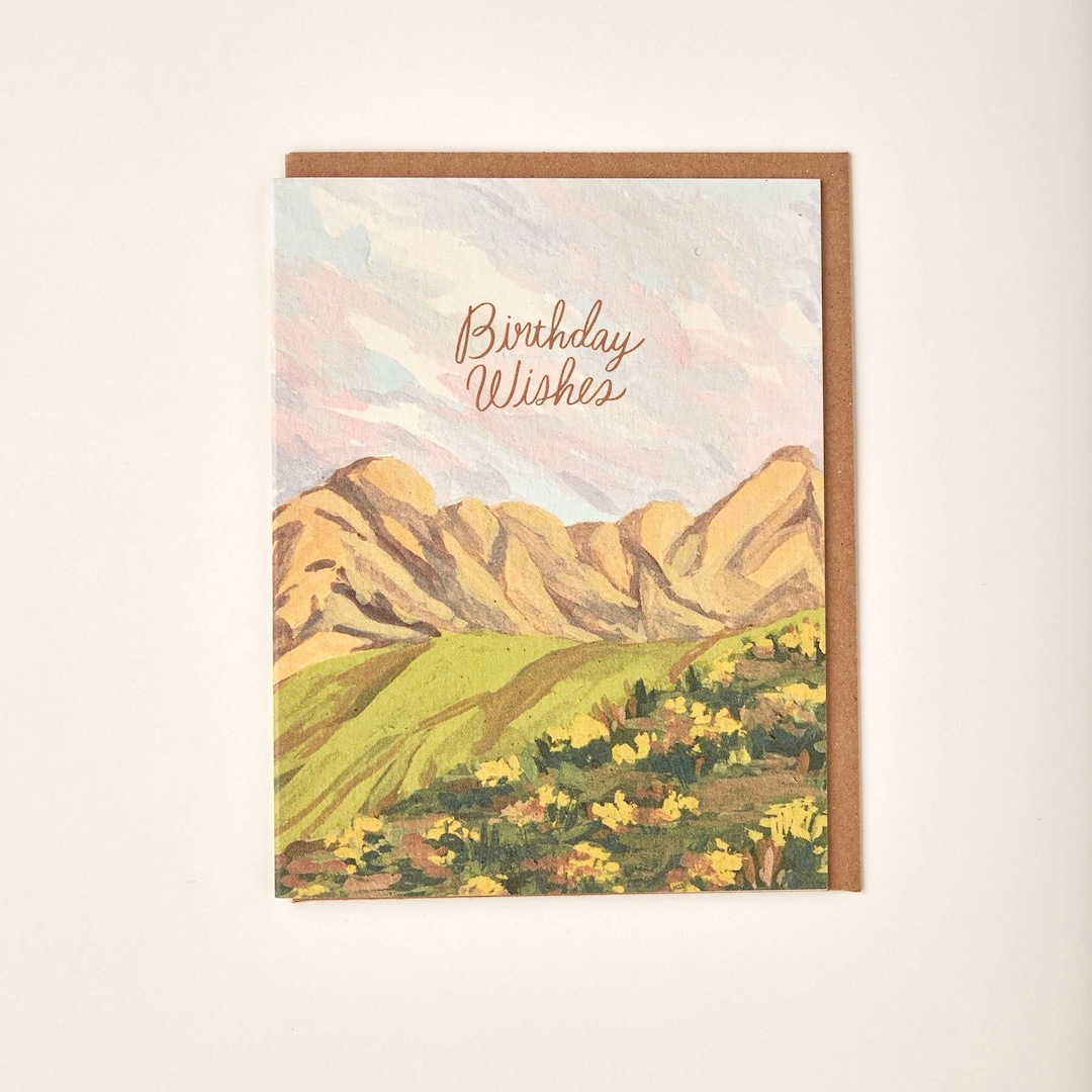 Happy Birthday Mountain for Him Nature Landscape Handmade Painted ...