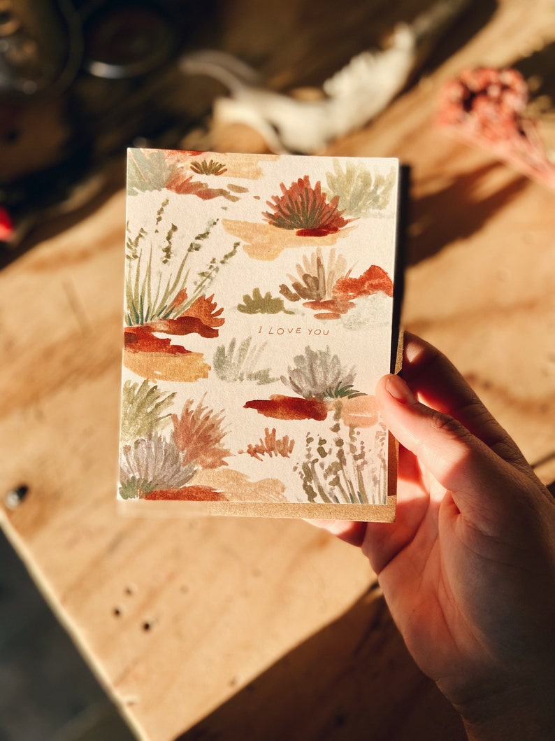 I Love You Desert Neutral Earth Tone Handmade Greeting Card - Etsy