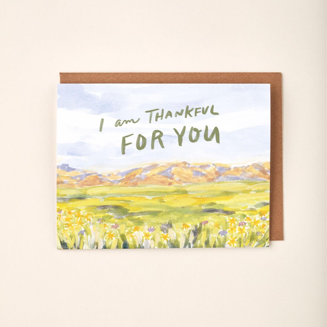 I Am Thankful for You Painted Landscape Handmade Greeting Card - Etsy