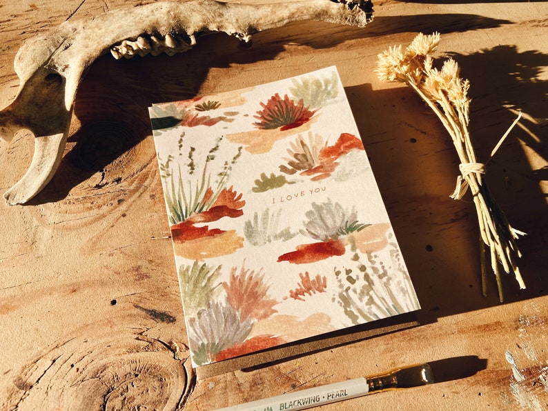 I Love You Desert Neutral Earth Tone Handmade Greeting Card - Etsy