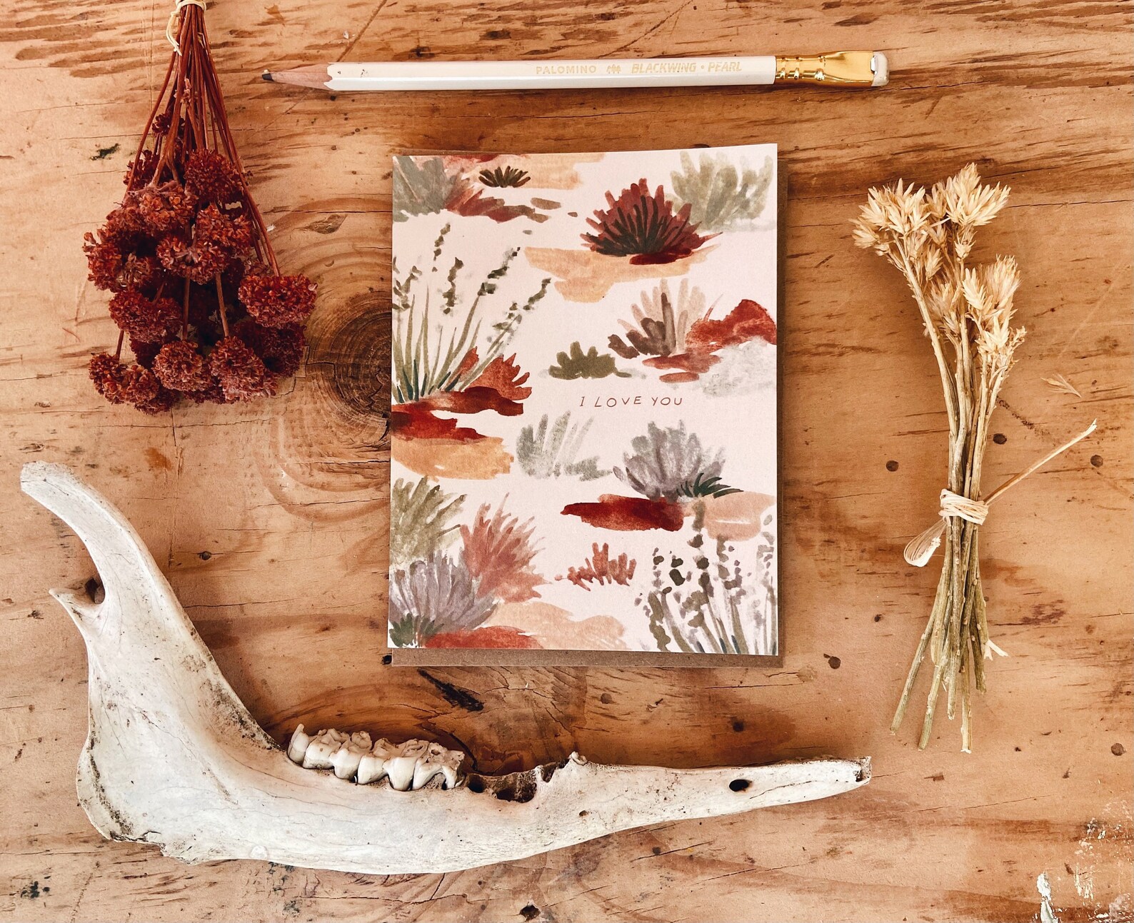 I Love You Desert Neutral Earth Tone Handmade Greeting Card | Etsy