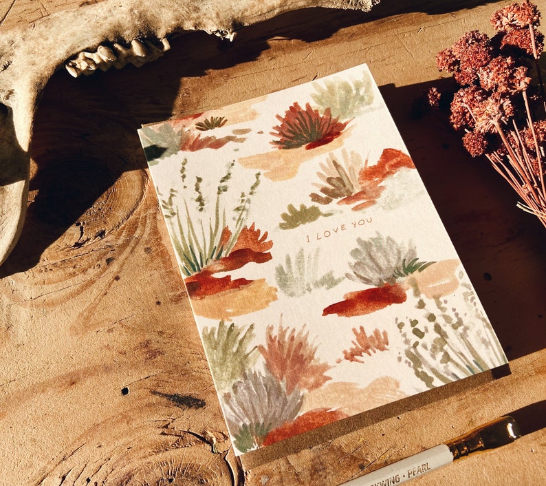 I Love You Desert Neutral Earth Tone Handmade Greeting Card | Etsy