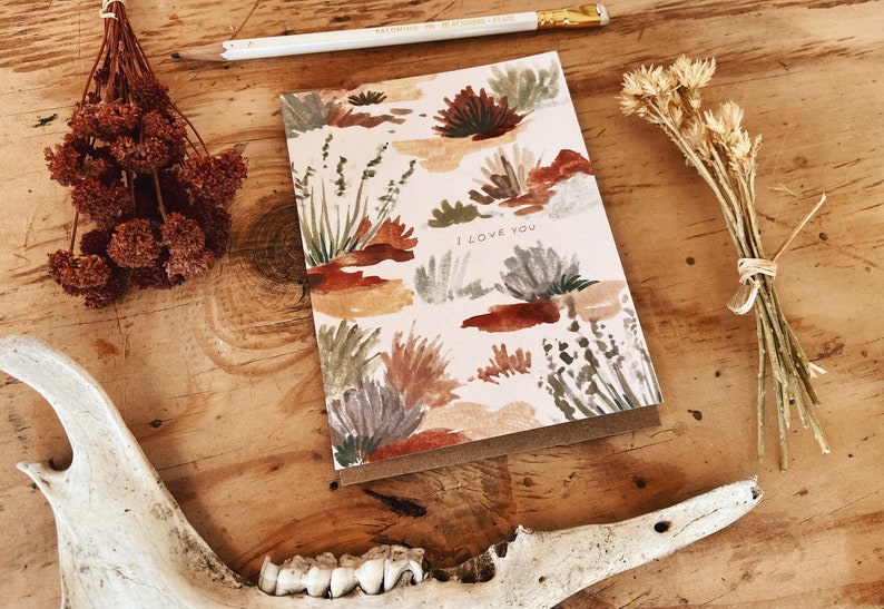I Love You Desert Neutral Earth Tone Handmade Greeting Card - Etsy