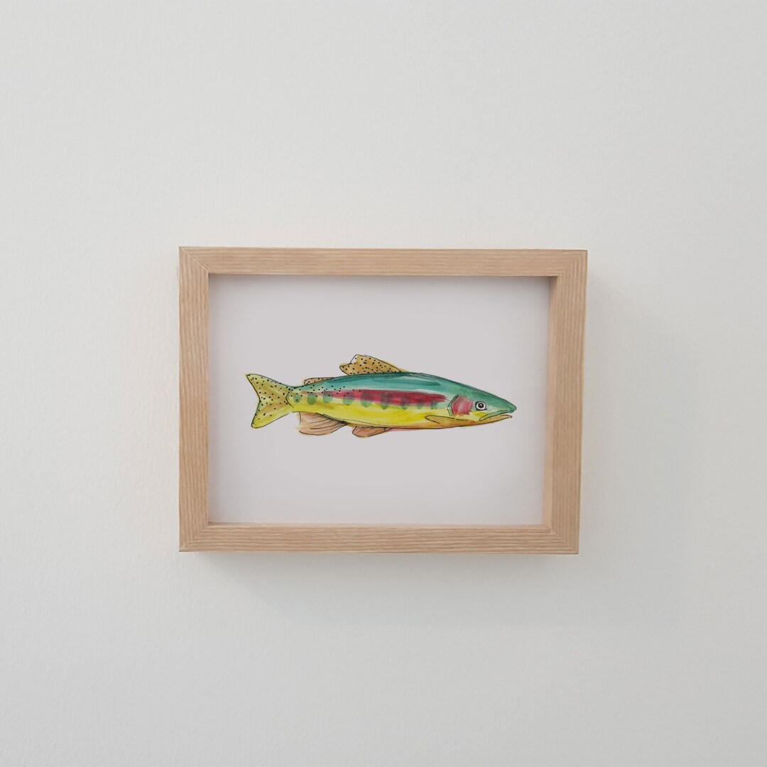 Watercolor Rainbow Trout Fish Wall Decor Artwork - Etsy
