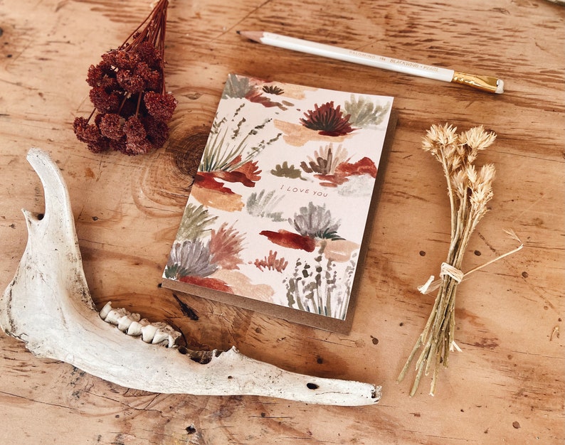 I Love You Desert Neutral Earth Tone Handmade Greeting Card - Etsy