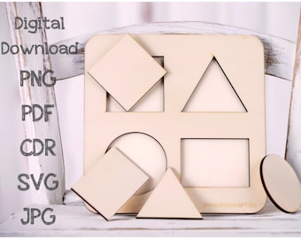 Wooden Geometric Shapes Puzzle Gift for Kids, Custom Puzzle Montessori ...