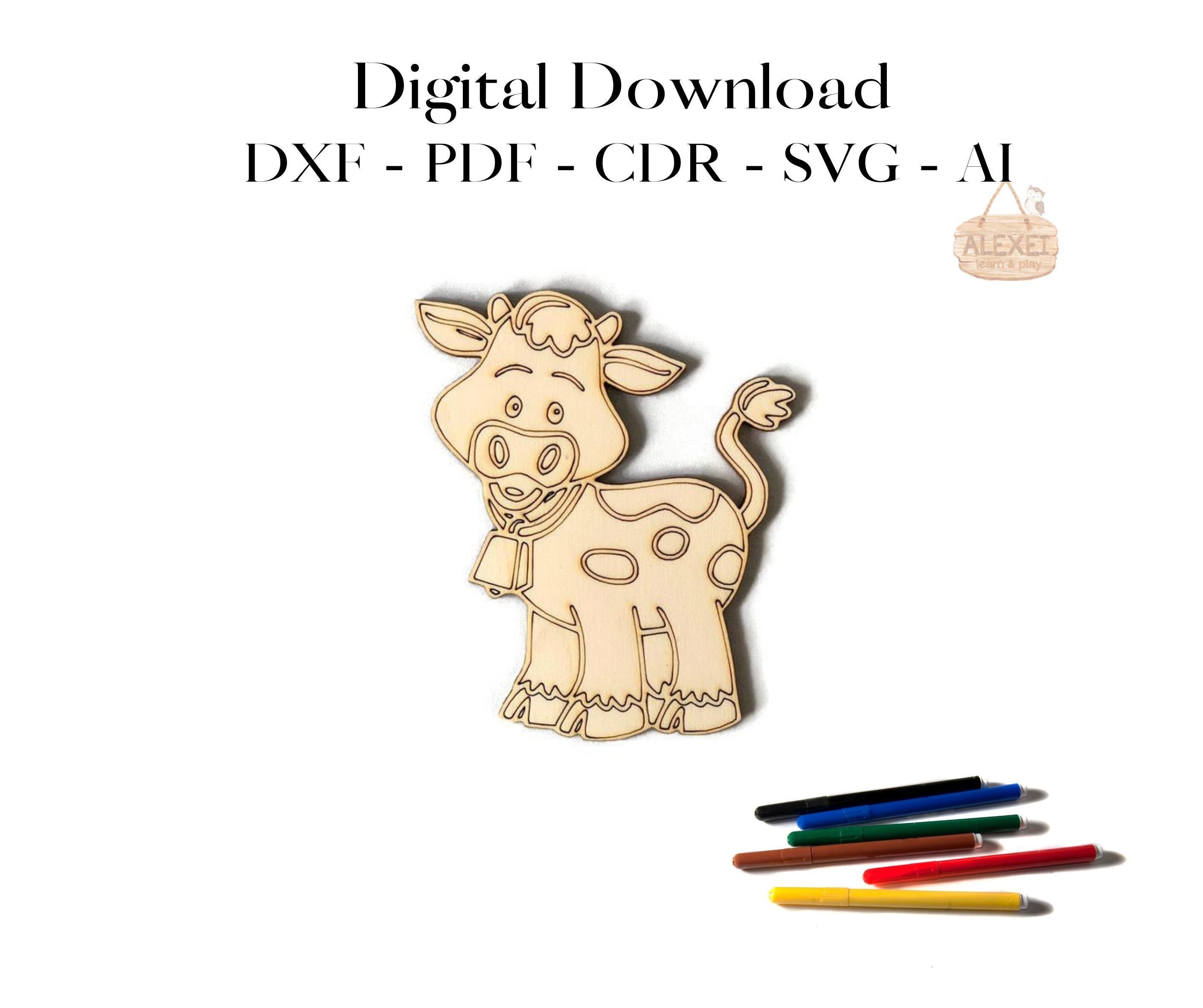 Cow Vector Laser Cut Template Cow Cut File Digital Vector Art Glowforge ...