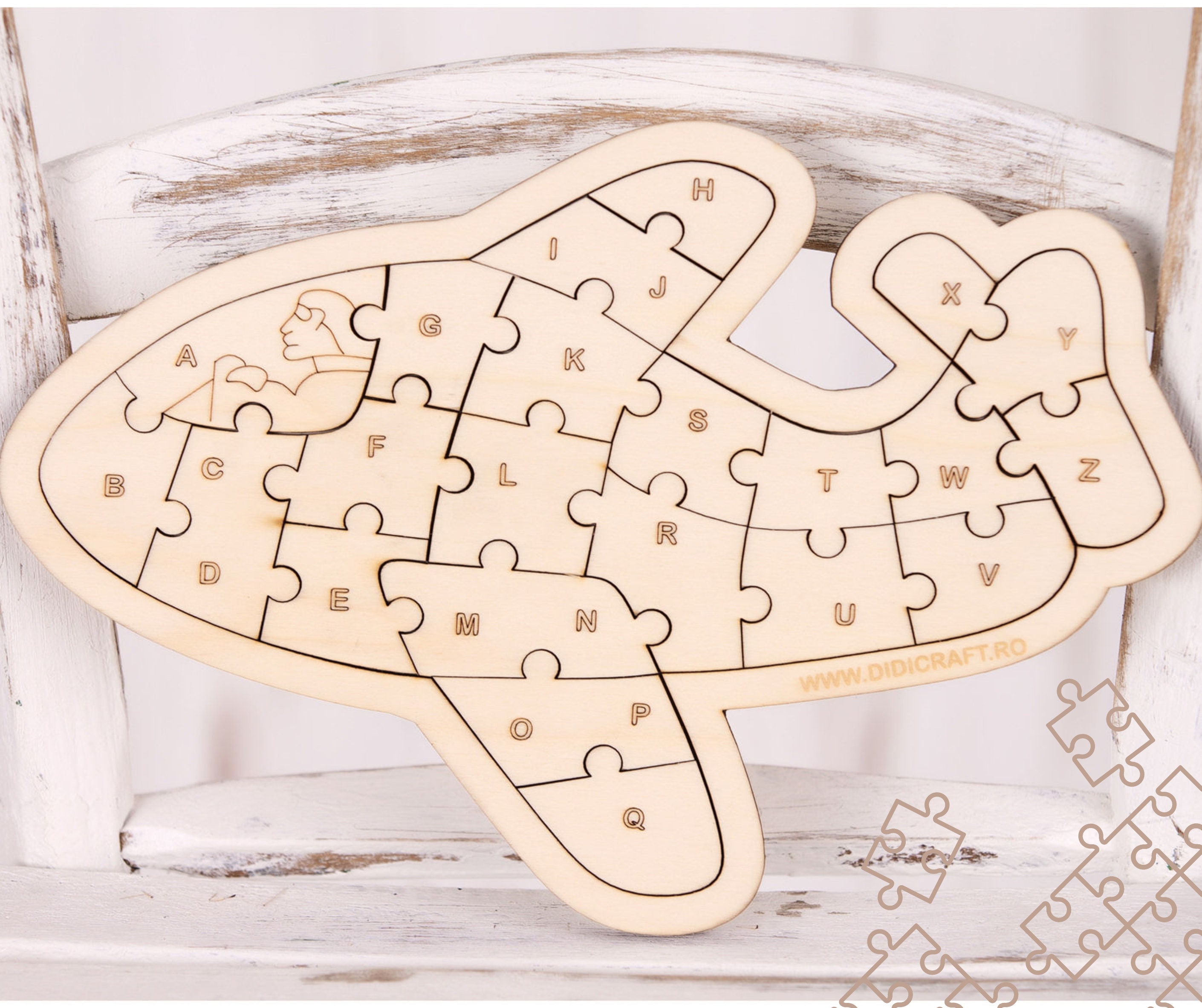 Laser Cut Plane, Kids Puzzle, SVG, Glowforge Puzzle Board, Alphabet ...