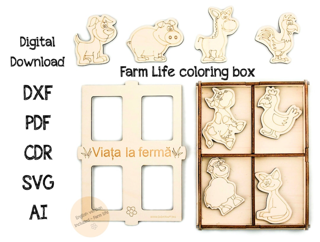 Vector Laser Cut Template Farm Animals, Farm Animals for Painting Laser ...