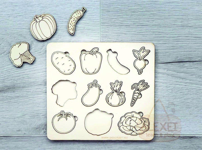 Vegetables Vector Laser Cut Template: Wood Puzzle Cut File (digital ...