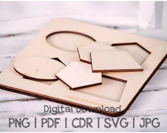 Wooden Geometric Shapes Puzzle Gift for Kids, Custom Puzzle Montessori ...