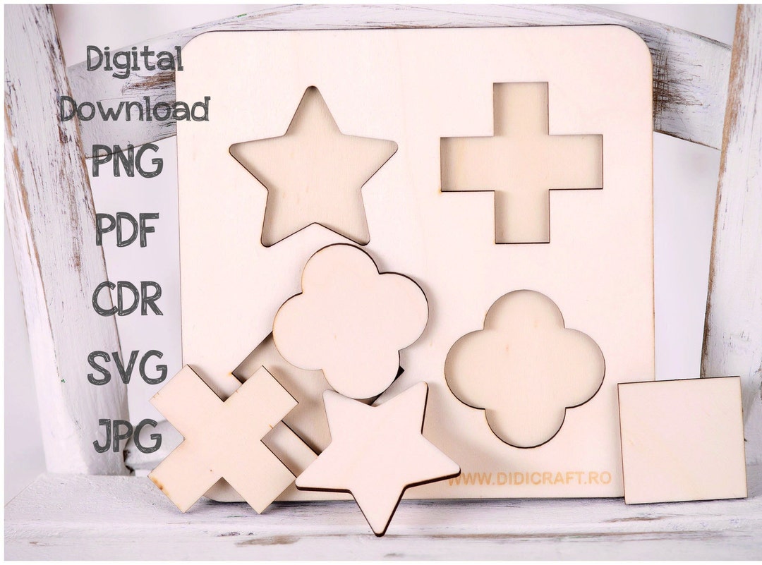Geometric Shapes Puzzle SVG Files: Montessori Toys for CNC Laser Cut ...