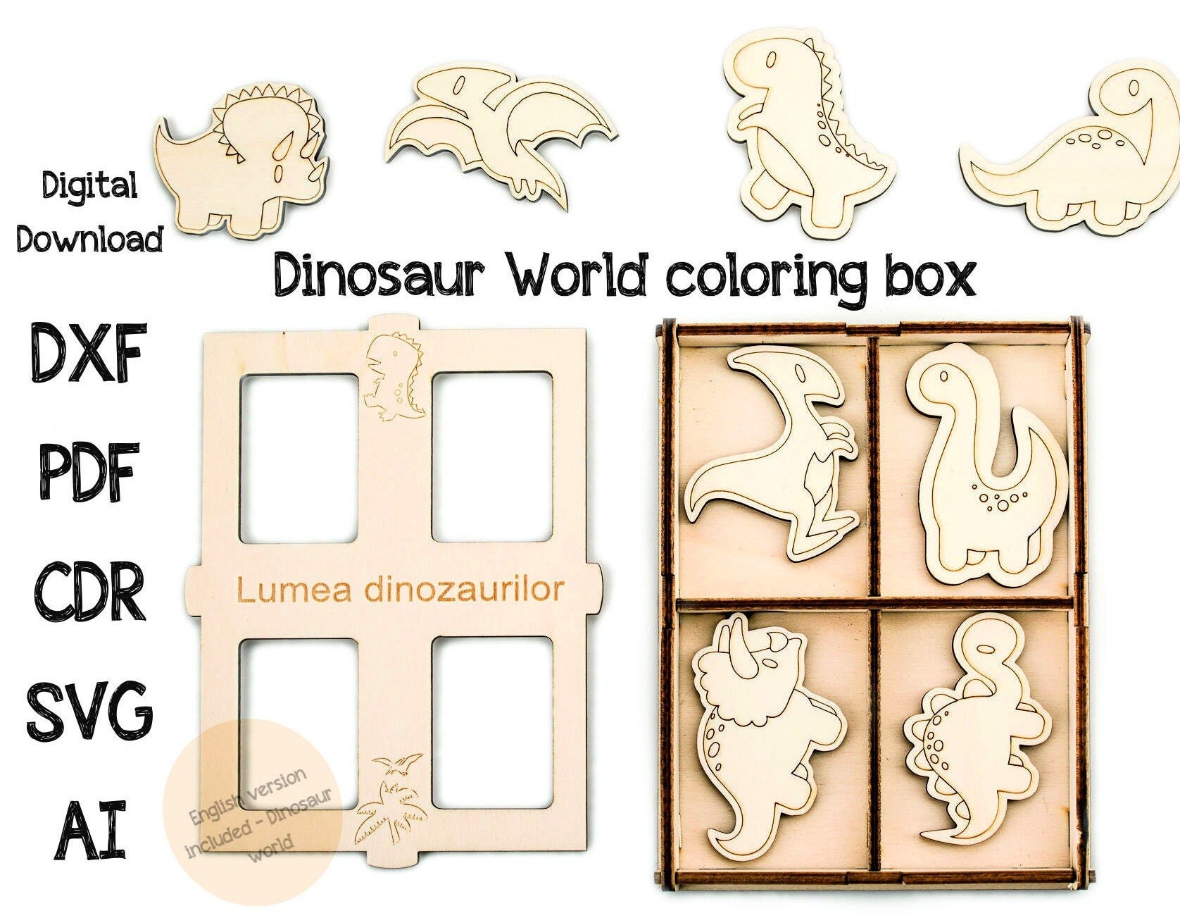 Dinosaur Box Vector Laser Cut Dinosaurs for Painting Laser - Etsy