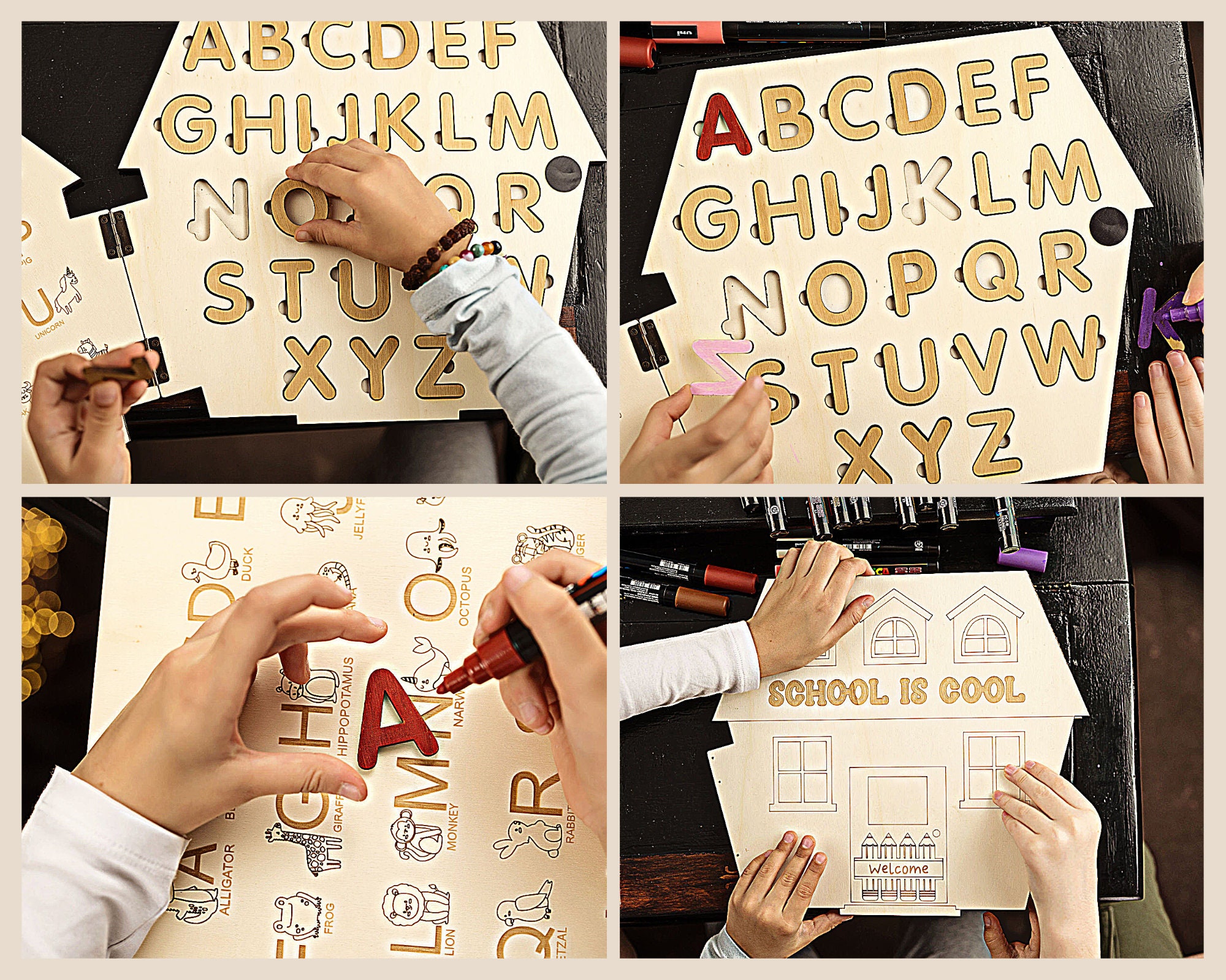 Wooden Alphabet House Puzzle, Educational Learning Toys, ABC Puzzle SVG ...