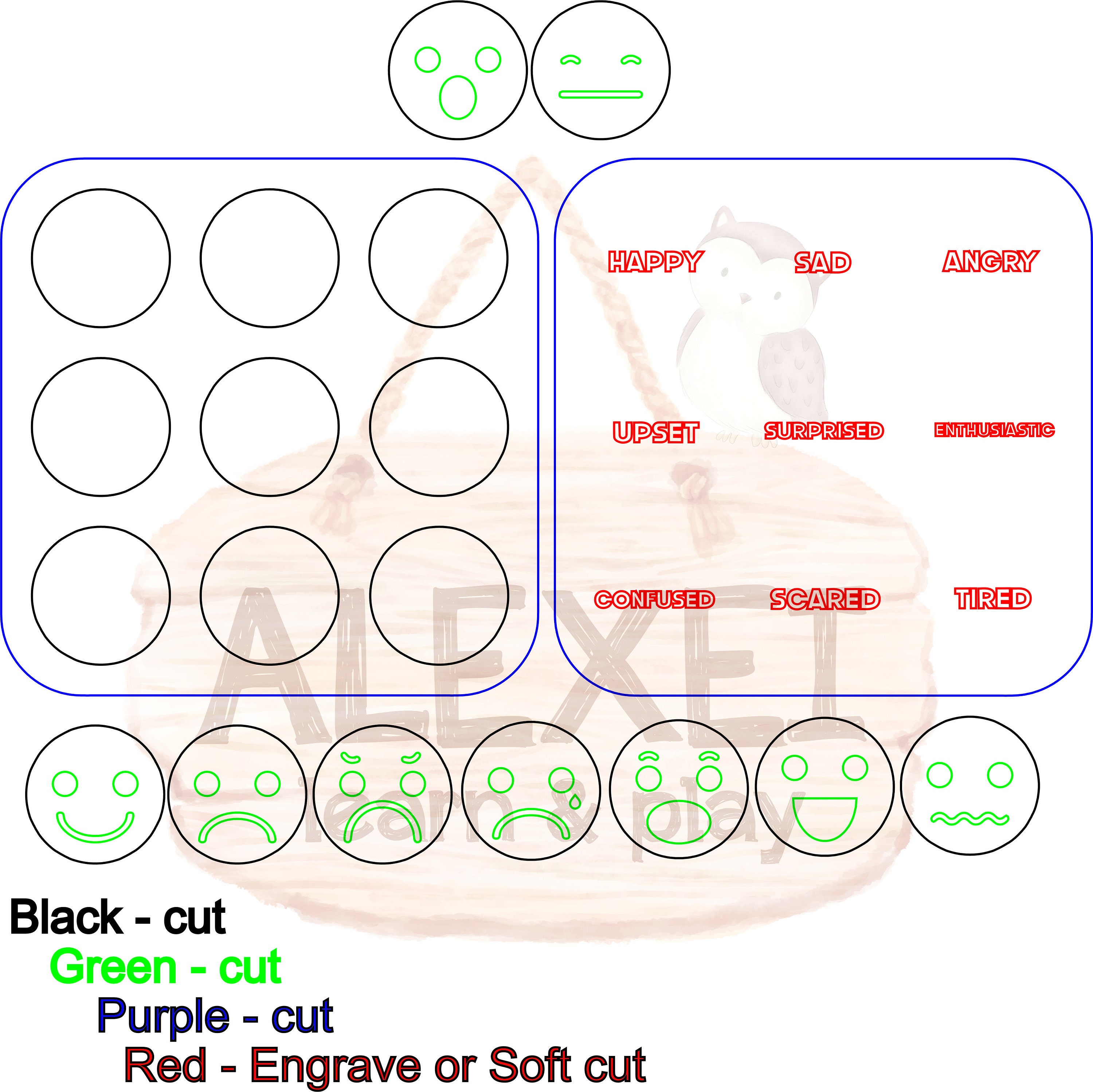 Emotions Vector Laser Cut Template, Face Expressions Cut File, Digital ...