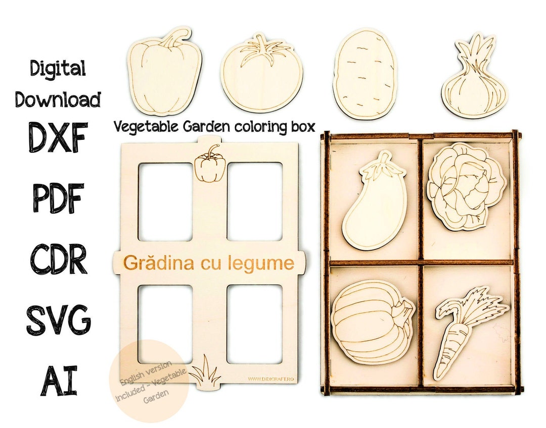 Vegetable Garden Vector Laser Cut, Vegetables for Painting Laser Model ...