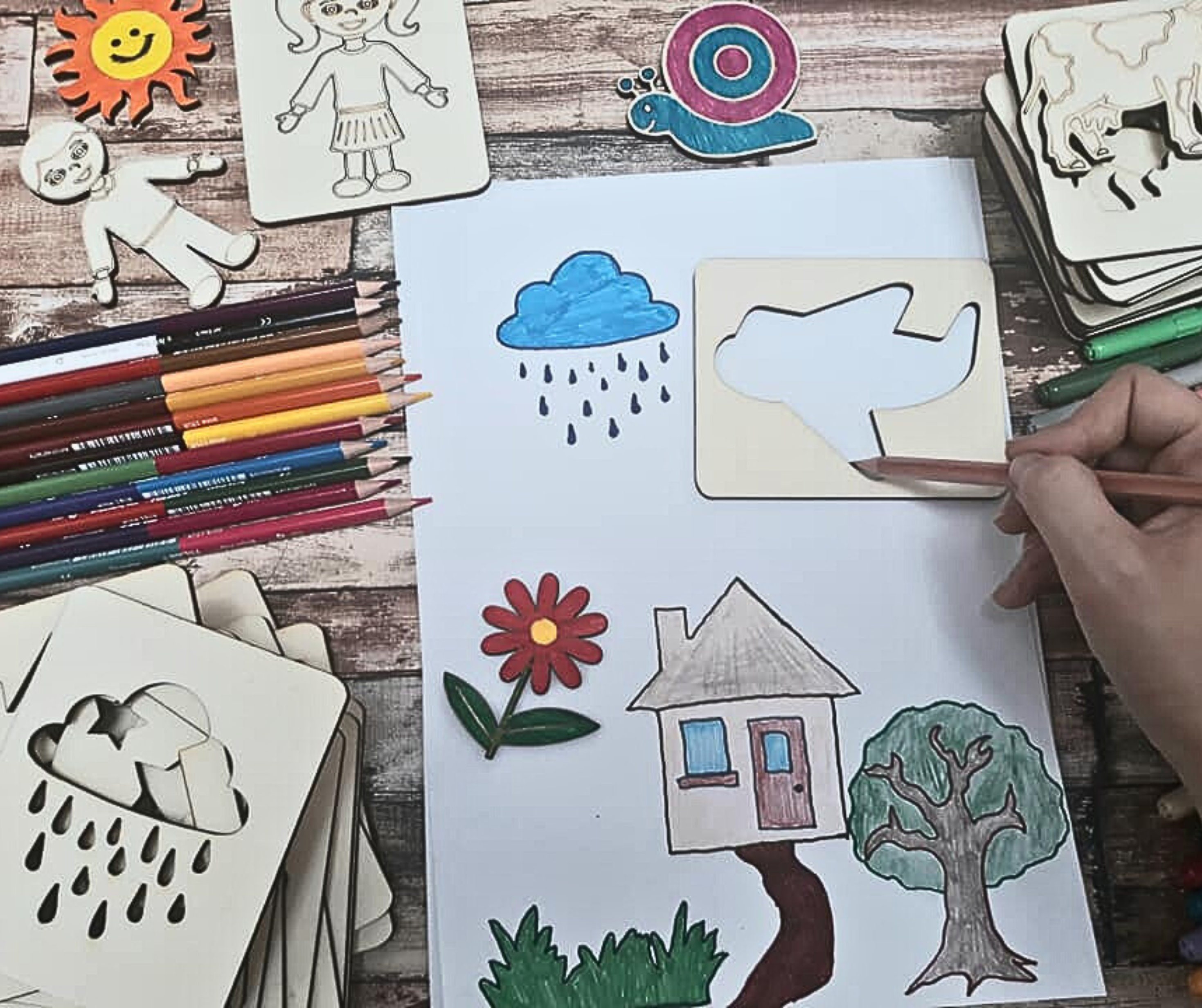 INSTANT Download Wooden Drawing Templates, 32 SVG Pieces Coloring ...