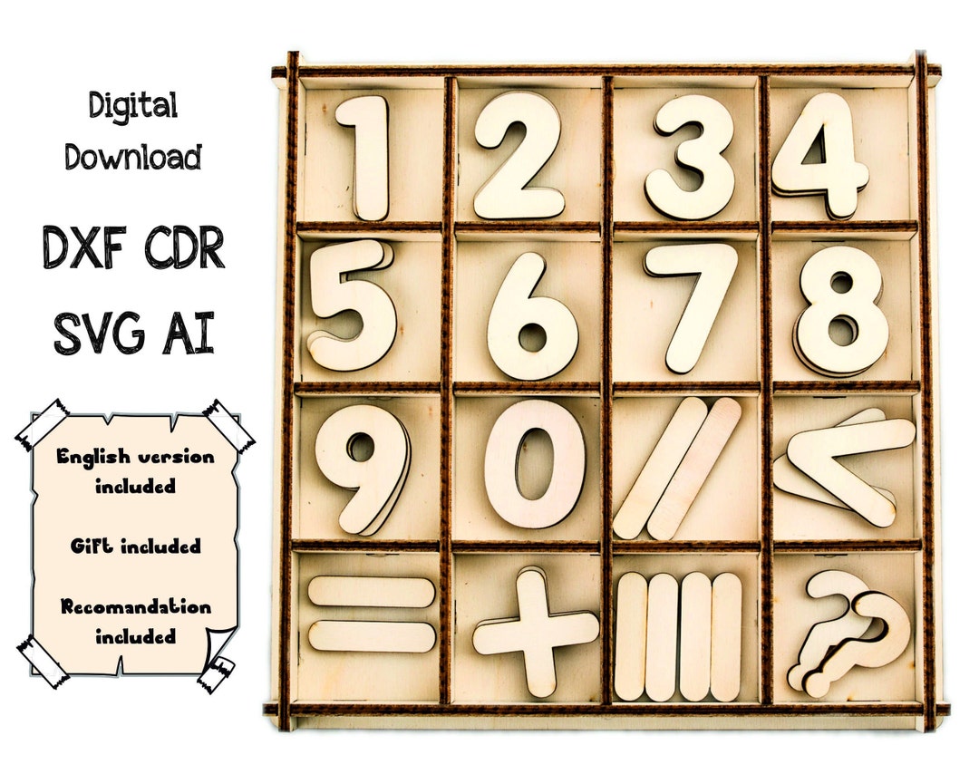 Wooden Math Box, Digital Laser Cut Math Kit, Vector Cut File, Digital ...