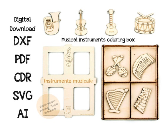 Musical Instruments Vector Laser Cut Template Vector Cut - Etsy