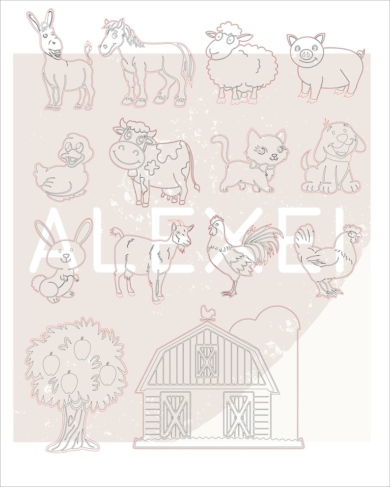 Farm Animals SVG Laser Cut File: Barnyard Puzzle (digital Download) - Etsy