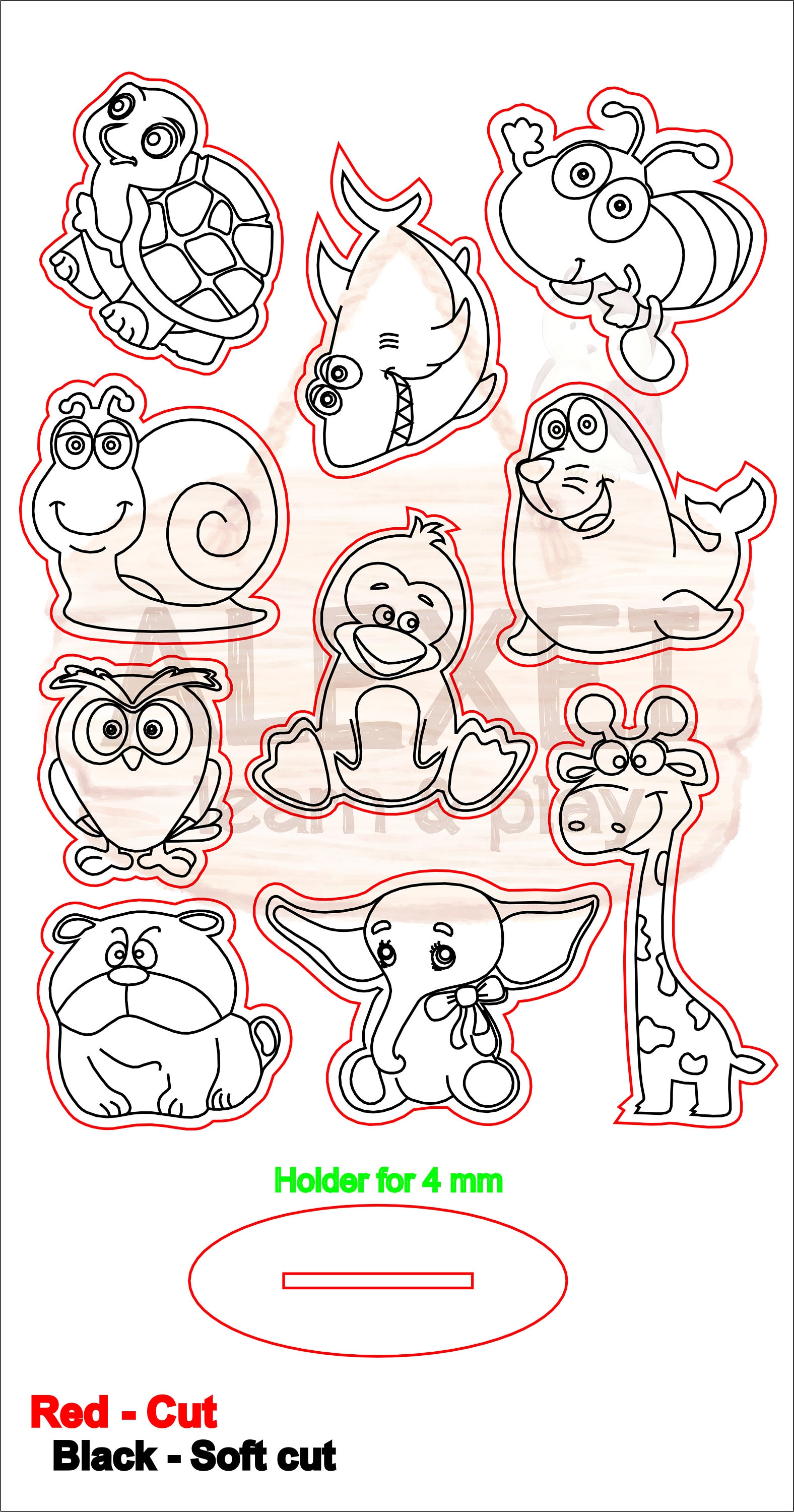 Animales con soporte Regalo para niños Archivos de corte láser Archivos ...