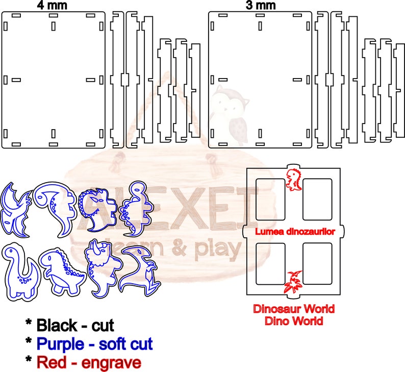 Dinosaur Box Vector Laser Cut Dinosaurs for Painting Laser - Etsy