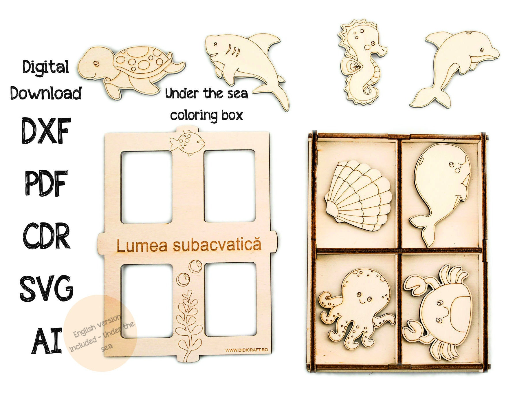 Under the Sea Vector Laser Cut Template Fish for Painting - Etsy
