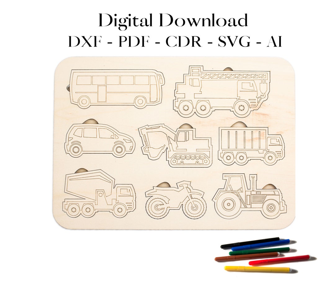 Laser Cut Cars, Kids Puzzle, SVG, Glowforge Puzzle Board, Cricut Puzzle ...