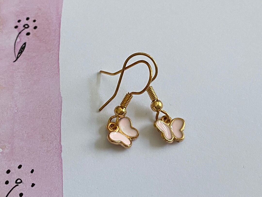 Mini Butterfly Earrings Pink - Etsy