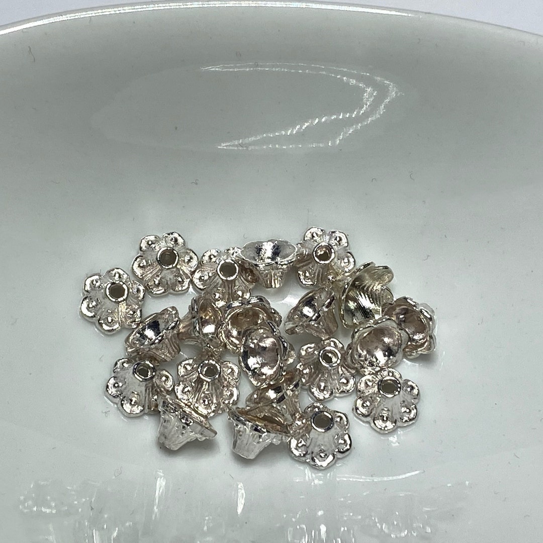 10 Pieces Pearl Caps 10 Mm Silver - Etsy