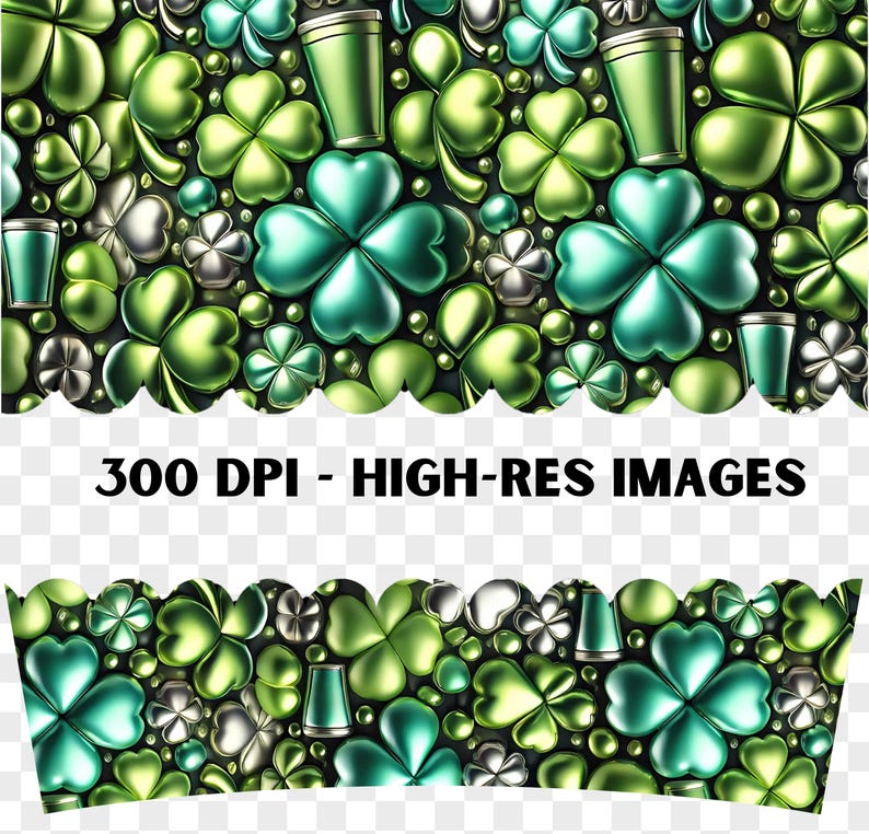 3D Puff Shamrock Tumbler Wrap PNG | 3D Inflated Design St Patricks Day ...