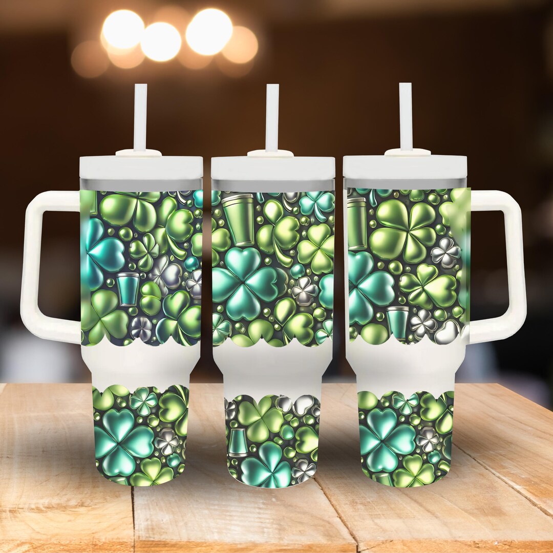 3D Puff Shamrock Tumbler Wrap PNG | 3D Inflated Design St Patricks Day ...