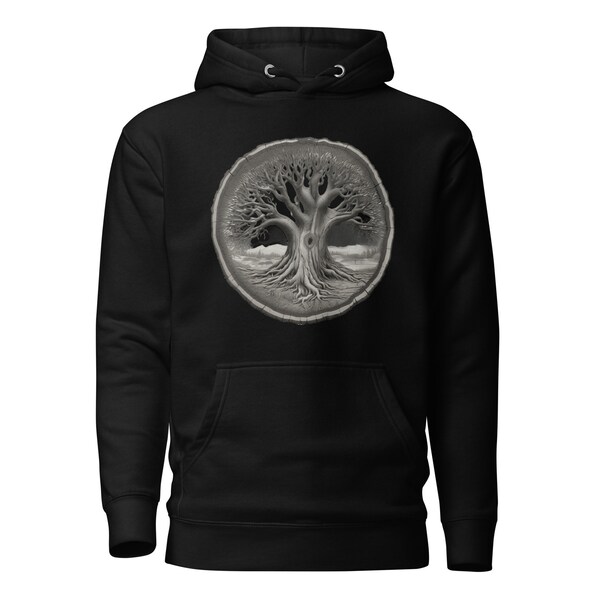 Woodcut Tree Hoodie - Etsy