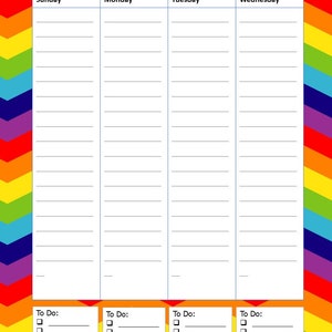 Rainbow Themed Weekly Lists Printables in 3 Styles - Etsy