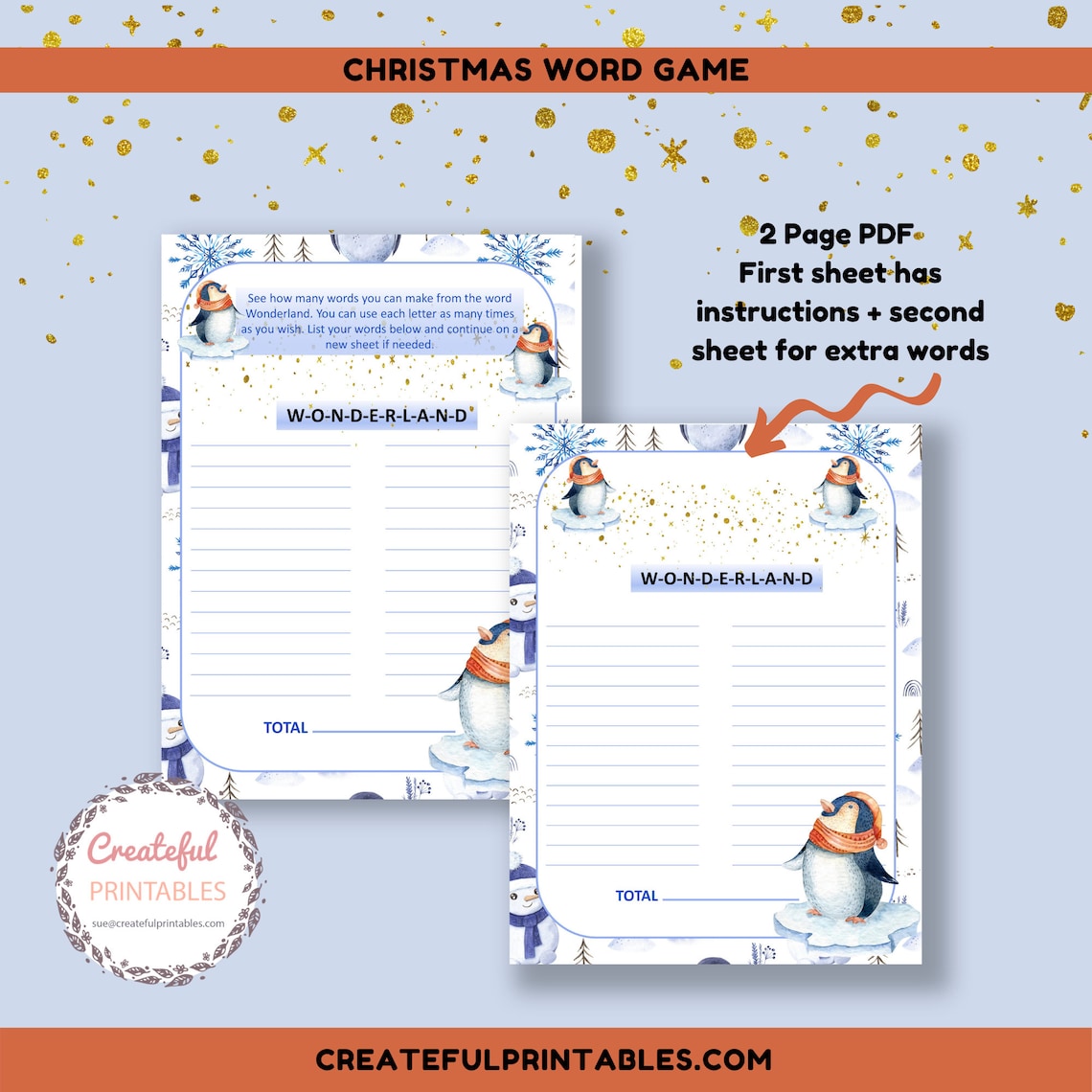 Wonderland Christmas Word Game, Printable Christmas Family Game ...