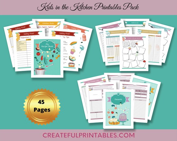 Printable Recipe Book Cookbook Template Kids Kitchen Fun | Etsy
