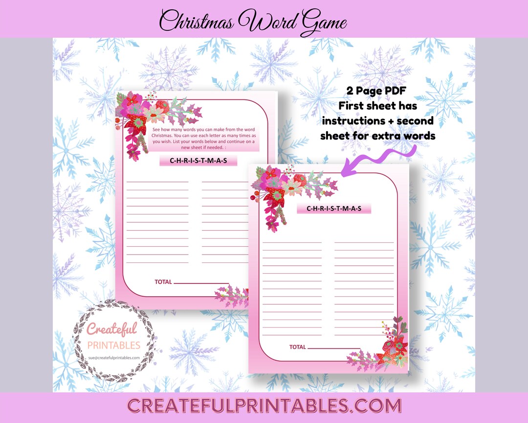Christmas Word Game, Printable Christmas Family Game, Holiday Game ...