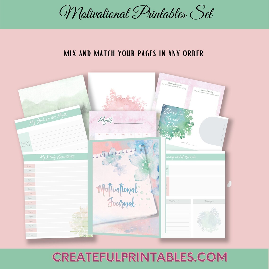 Motivational Printable Planner Insert Digital Notebook - Etsy