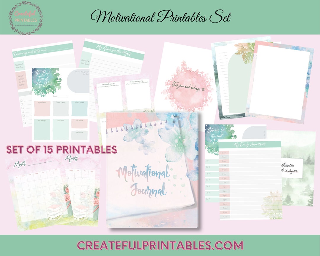 Motivational Printable Planner Insert Digital Notebook - Etsy