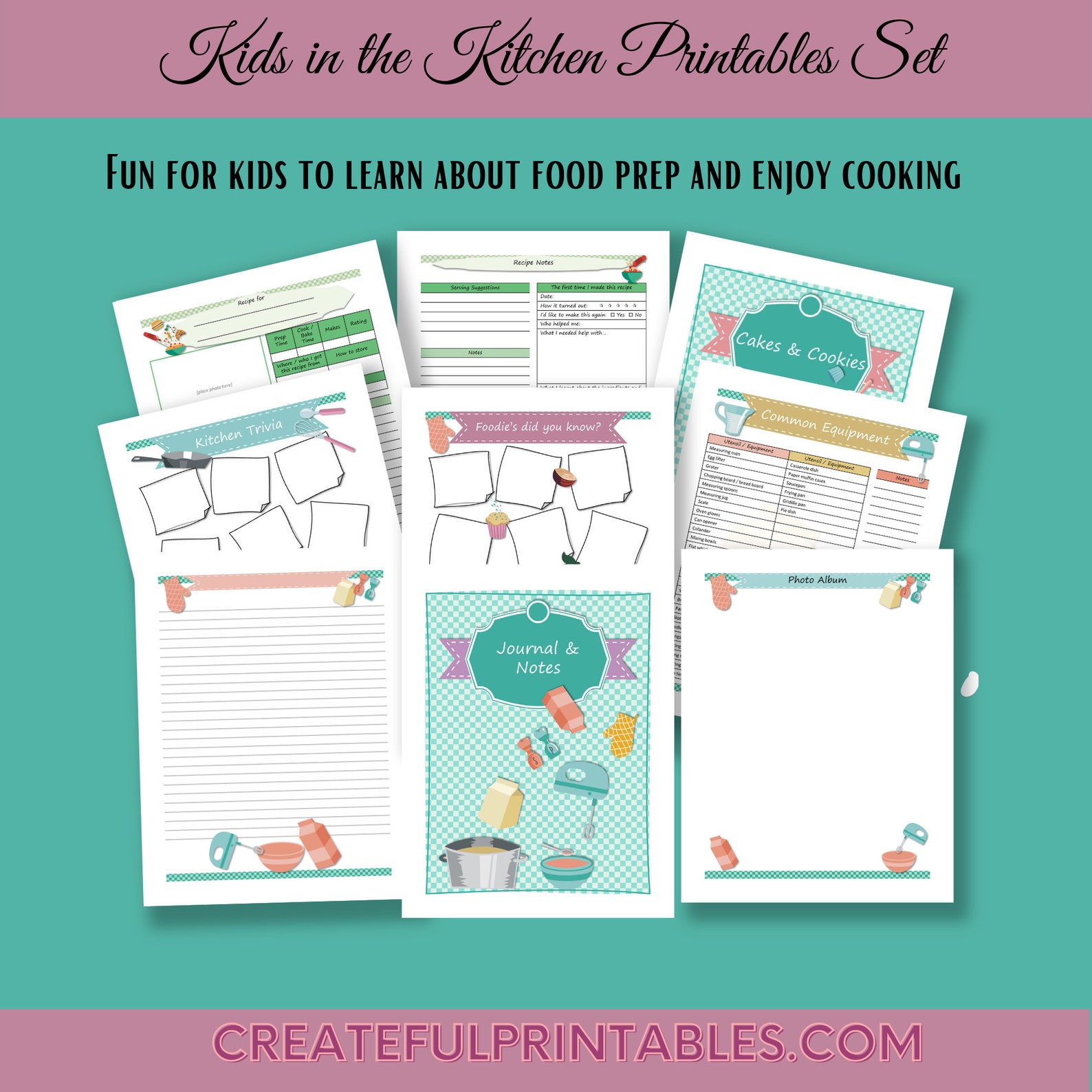 Printable Recipe Book Cookbook Template Kids Kitchen Fun - Etsy