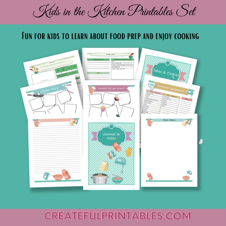 Printable Recipe Book Cookbook Template Kids Kitchen Fun - Etsy