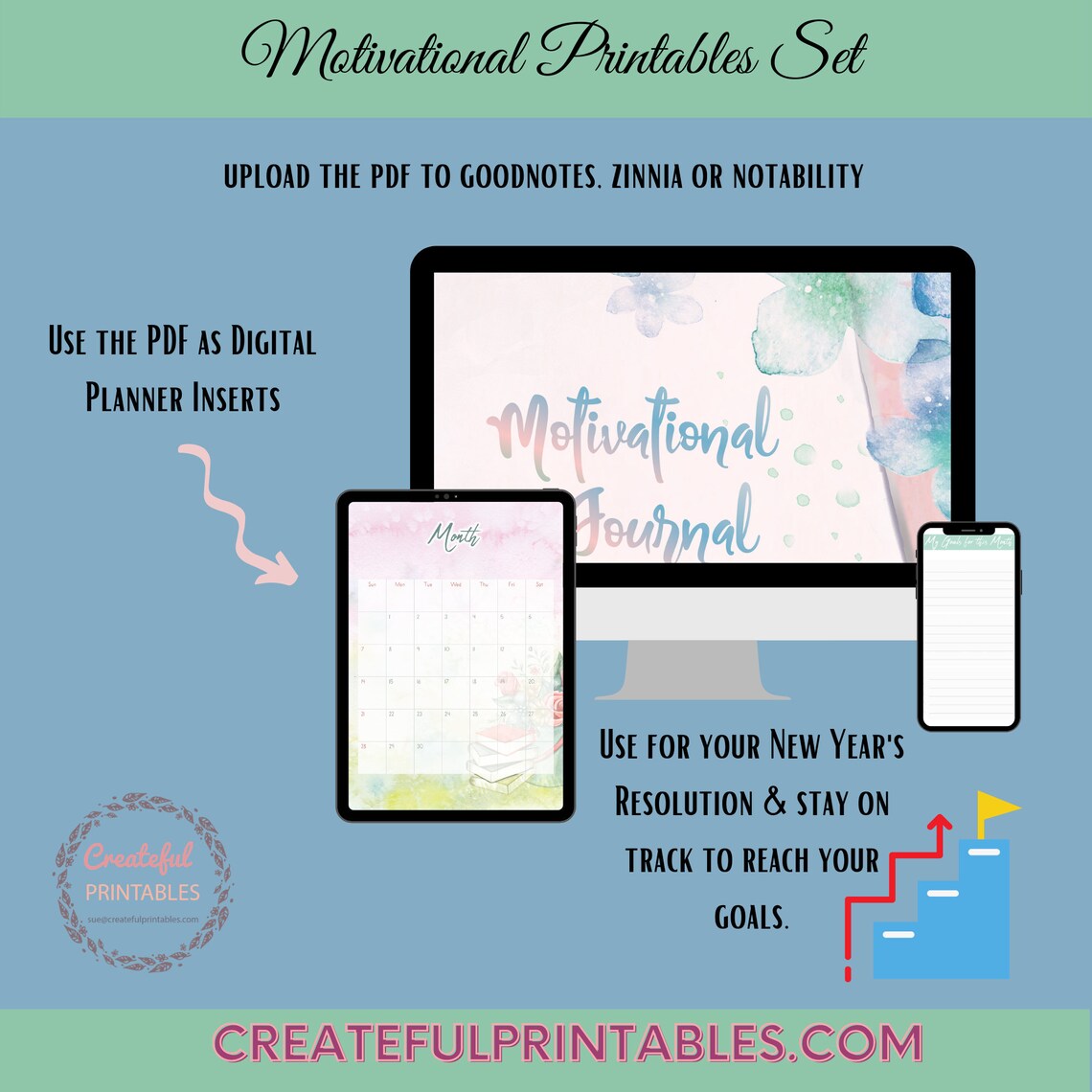 Motivational Printable Planner Insert Digital Notebook - Etsy
