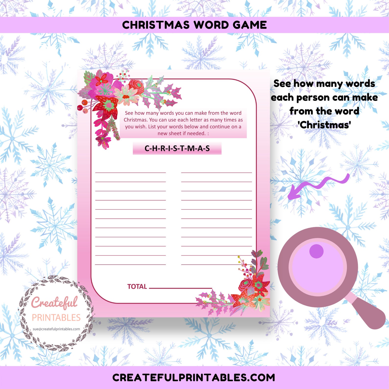 Christmas Word Game, Printable Christmas Family Game, Holiday Game ...