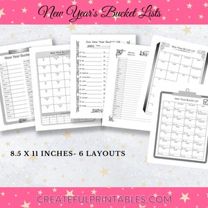 New Year Bucket List Printables Set Journal Family Planner - Etsy