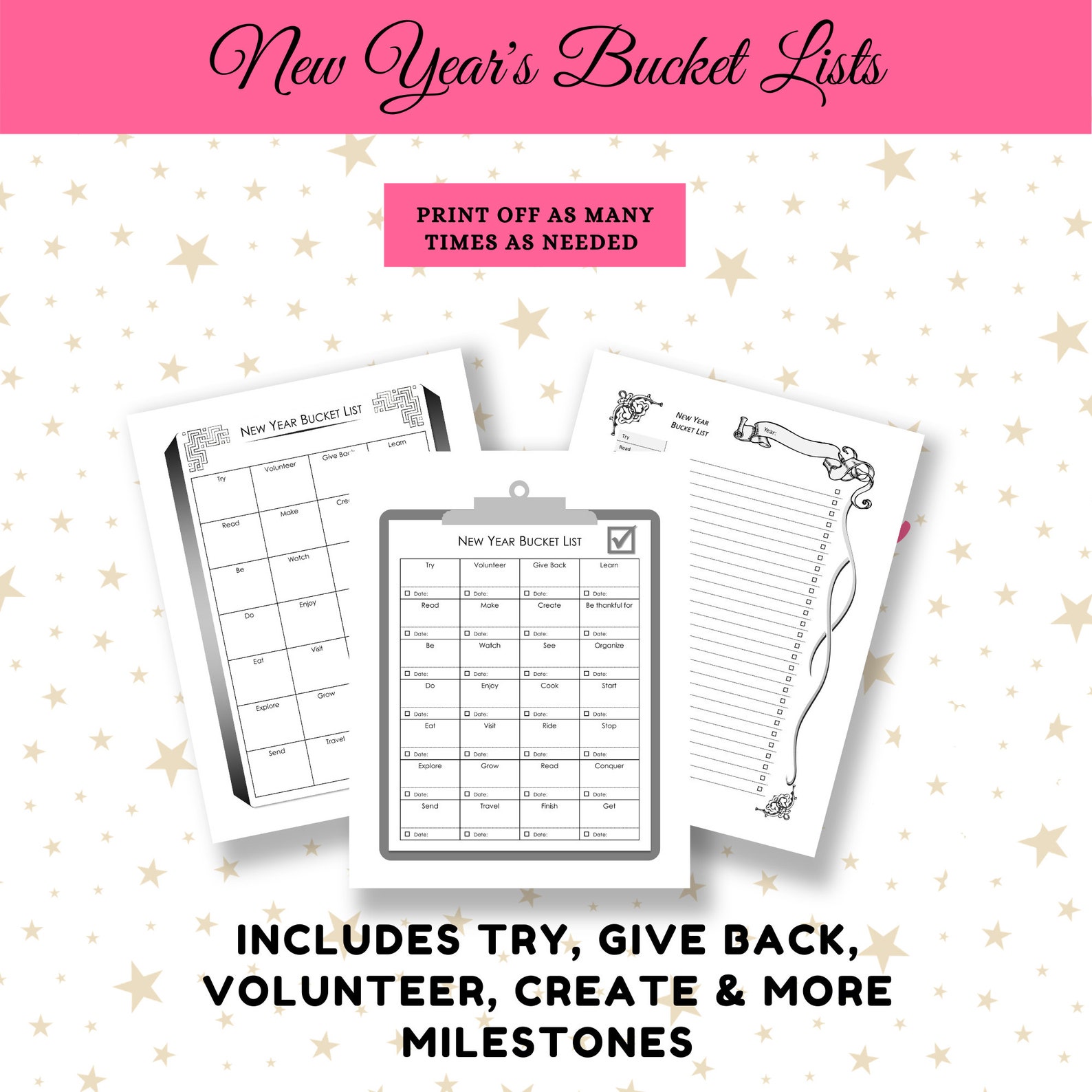 New Year Bucket List Printables Set Journal Family Planner - Etsy
