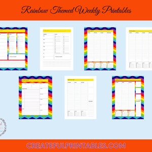 Rainbow Themed Weekly Lists Printables in 3 Styles - Etsy