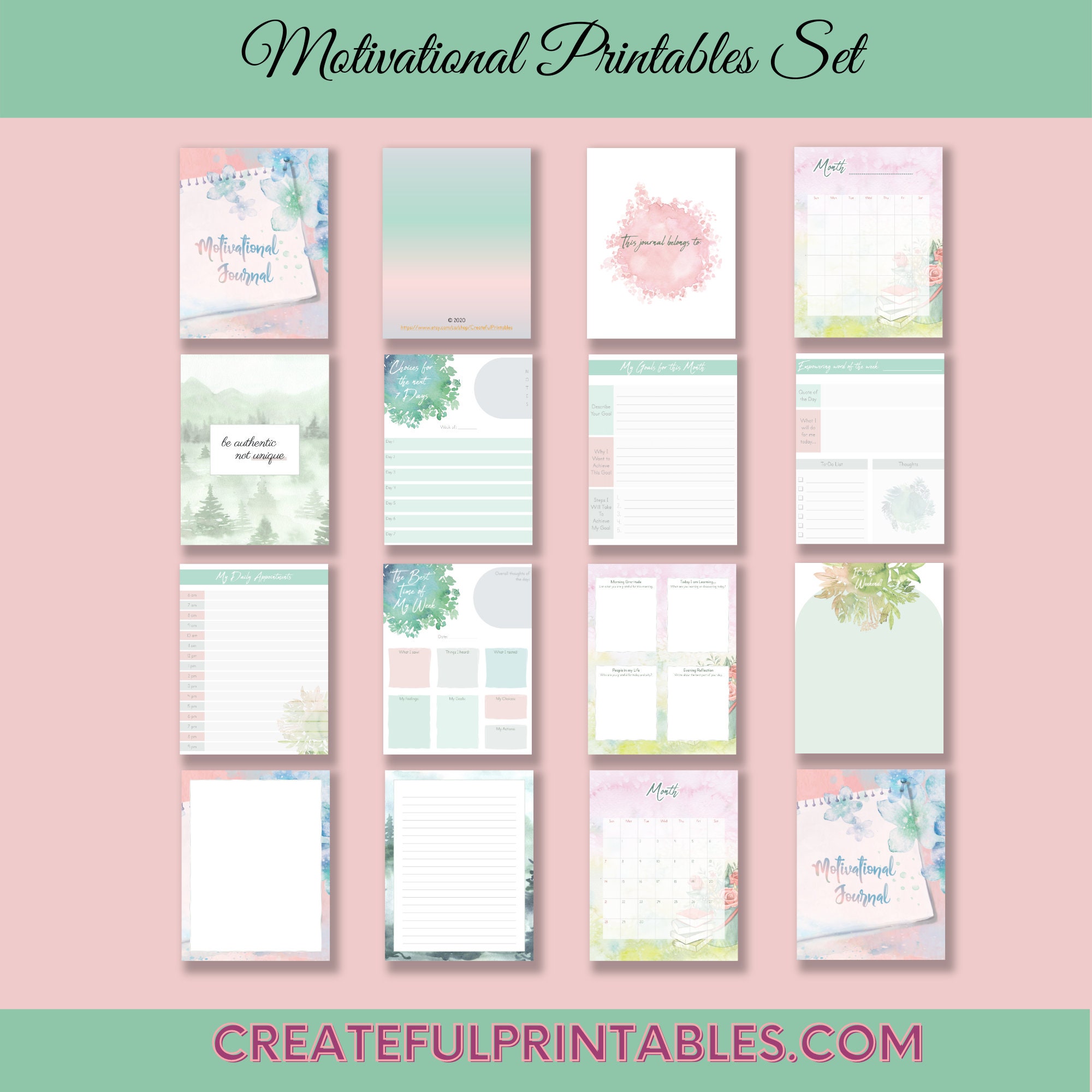 Motivational Printable Planner Insert Digital Notebook - Etsy