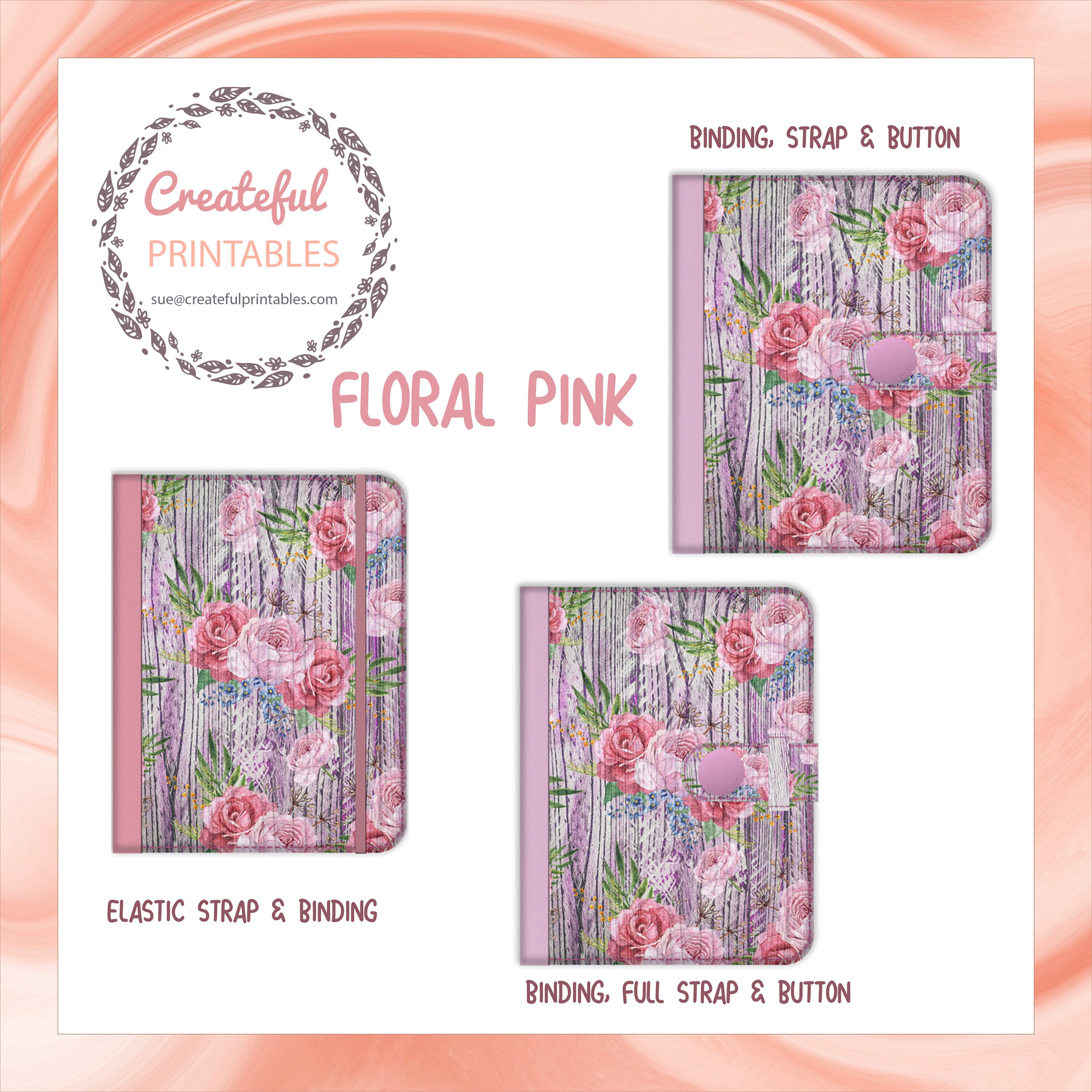 Digital Planner Cover Set- Wood Floral Pink Green | Goodnotes ...