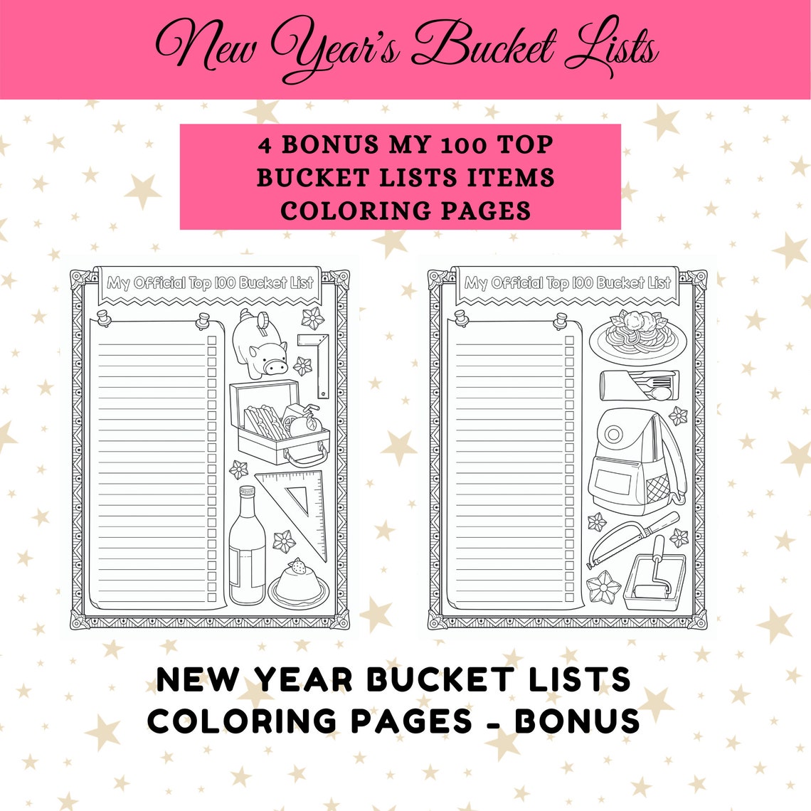 New Year Bucket List Printables Set Journal Family Planner - Etsy