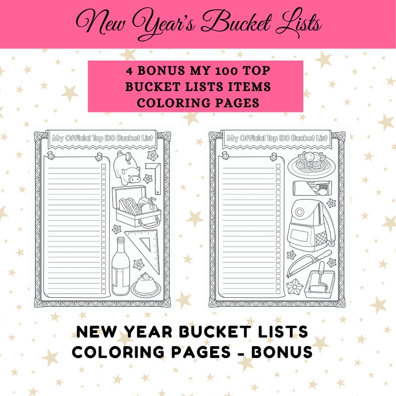 New Year Bucket List Printables Set Journal Family Planner - Etsy